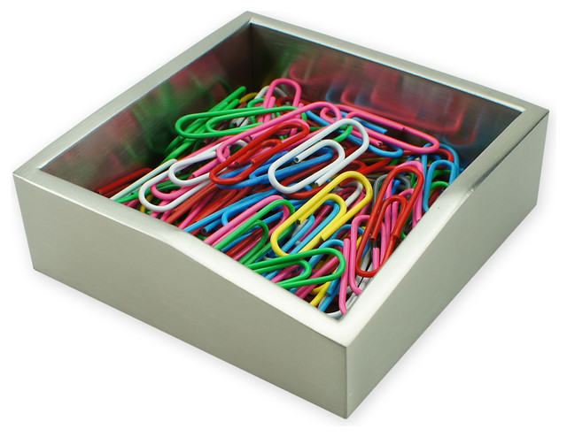 ArtsOnDesk Modern Paper Clip Holder, Stainless Steel Satin Finish ...