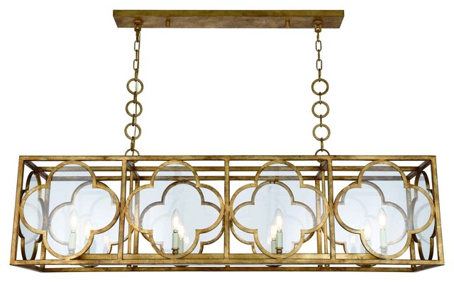 Trinity 16.5" Eight Light Adjustable Chandeli Golden Iron ...