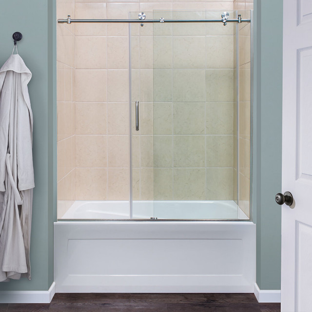 Ratel 60" W X 58" H Single Sliding Frameless Bathtub Door ...