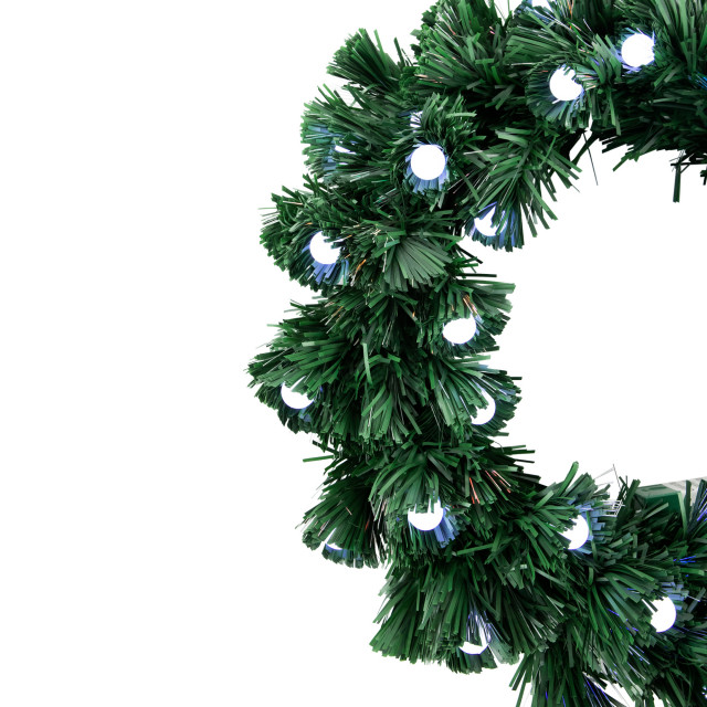 Pre-Lit Color Changing Fiber Optic Artificial Christmas Wreath w/ Balls ...