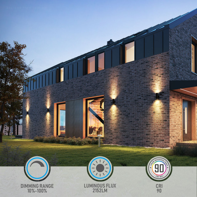 4 Pack 14" 5CCT LED Up Down Wall Lamp, Modern Dimmable Cylinder Porch ...