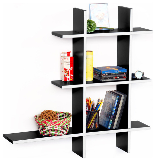 Dark Night-MEGA Leather Cross Type Shelf / Bookshelf / Floating Shelf ...