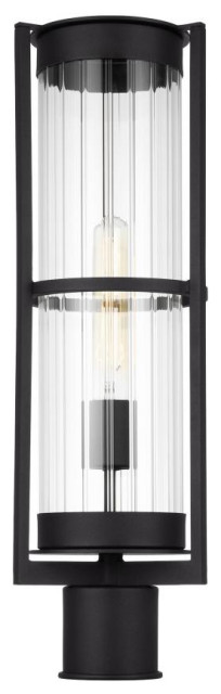 Alcona Outdoor Post Lantern, 1-Light, Black, Clear Shade, 21 ...