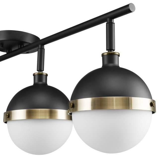 4-Light Matte Black Track Lighting with Frosted Glass Shades ...