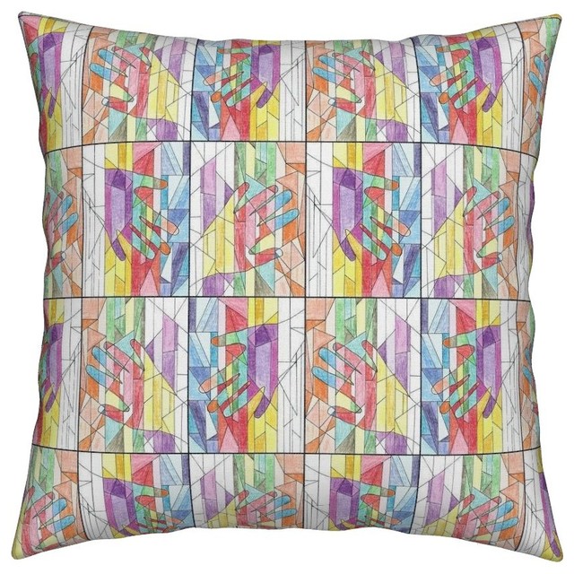 Hand Hand Drawn Handdrawn By Hand Handmade Throw Pillow - Contemporary ...