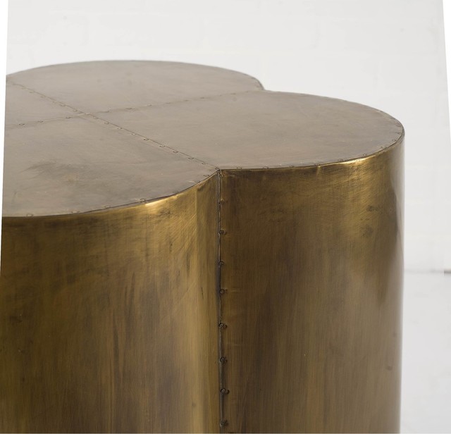 Quatrefoil Gold Cladding & Solid Wood Flower-Shaped Accent Table ...