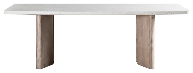 Modern White Terrazzo Outdoor Dining Table - Transitional - Dining ...