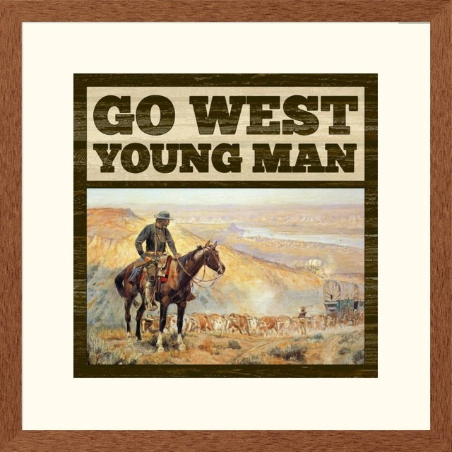 "Western - Go West Young Man" Framed Digital Print by BG.Studio, 21x21 ...