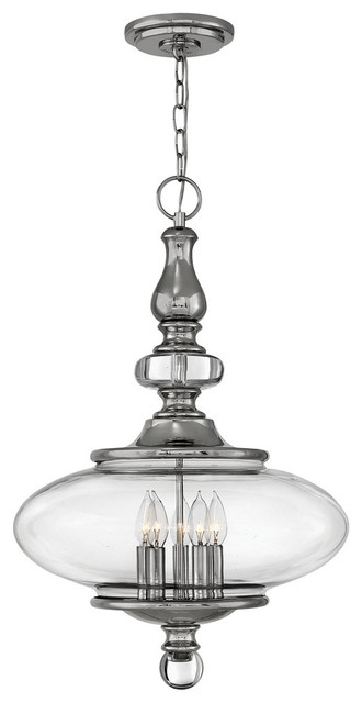 Hinkley 5 Light Wexley Single Tier Chandelier, Polished Nickel ...