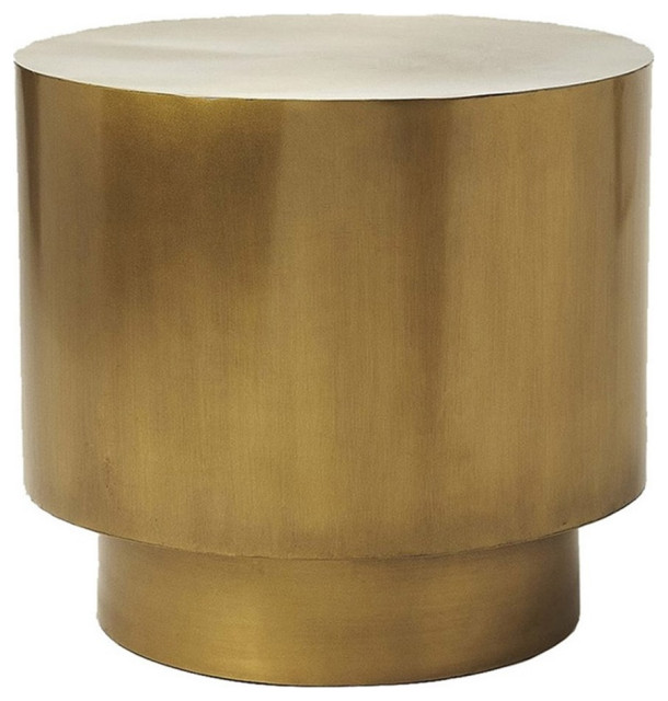 Beaumont Lane 18" Contemporary Metal Round Accent End Table in Gold ...