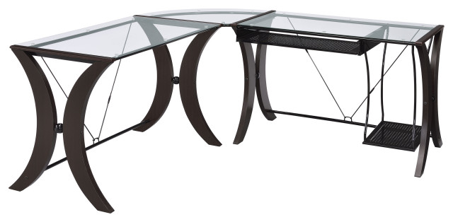 Monterey 3-piece L-shaped Computer Desk Set Cappuccino - Transitional ...