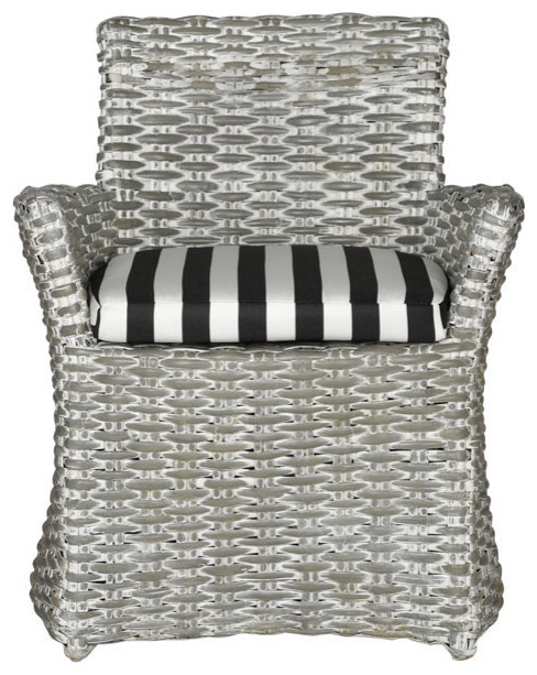 Laney Rattan Arm Chair, Gray/Black/White - Modern - Armchairs And ...