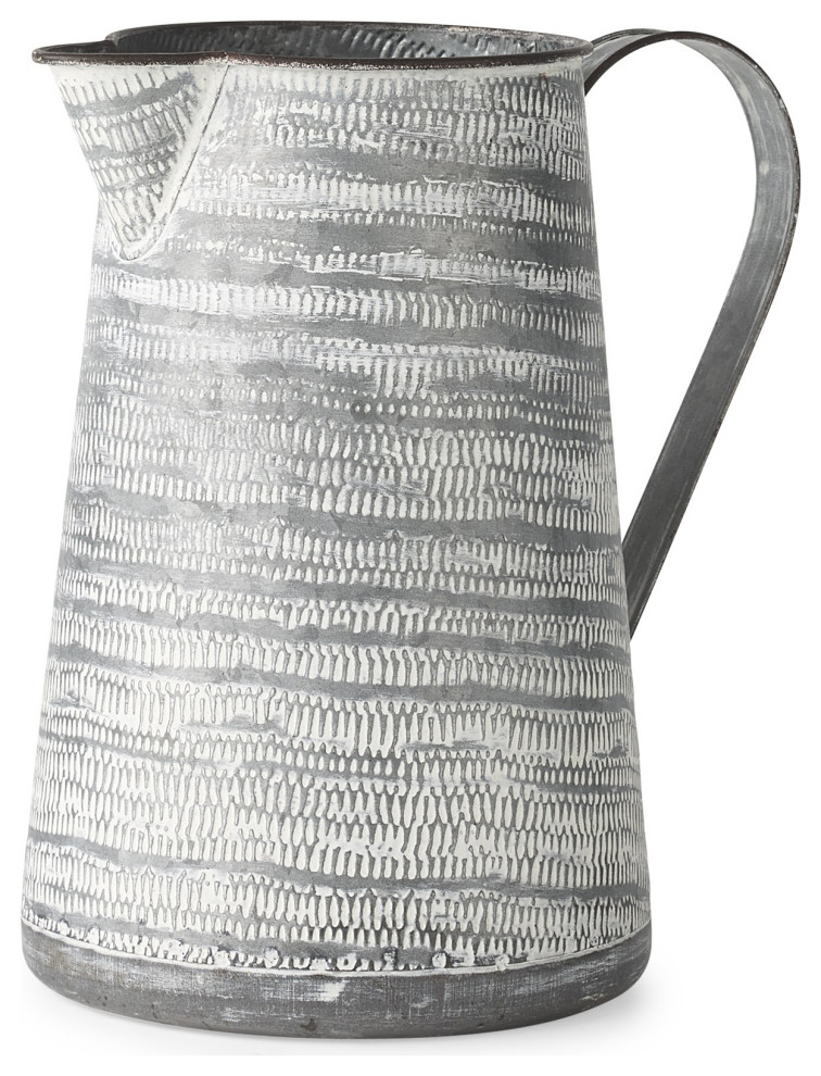 Gray and White Patterned Metal Jug - Farmhouse - Vases - by UStradeENT ...