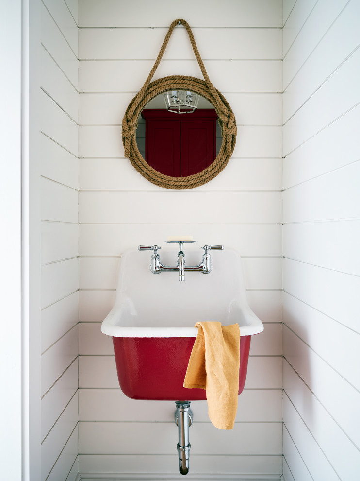 Nautical Powder Bath in Lake House - Beach Style - Powder Room - Grand ...