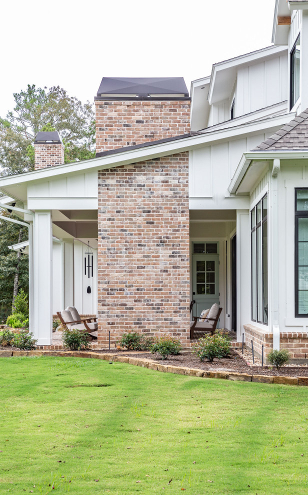 Reclaimed Brick with Board and Batten Modern Farmhouse on Acreage ...