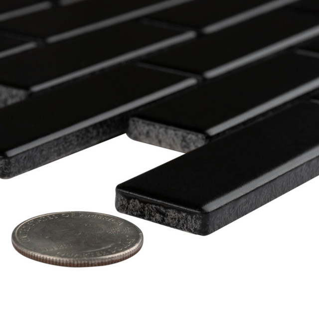 Metro Brick Subway Matte Black Porcelain Floor and Wall Tile ...