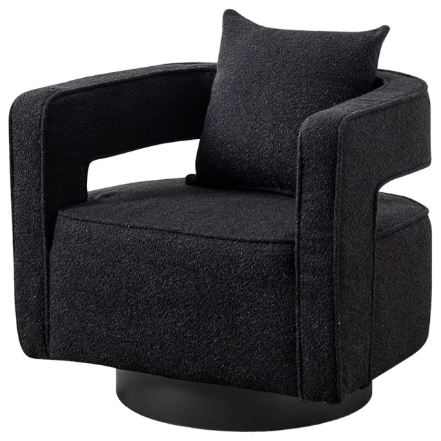 Modern Accent Chair, Cushioned Seat With Curved Back & Open Arms ...