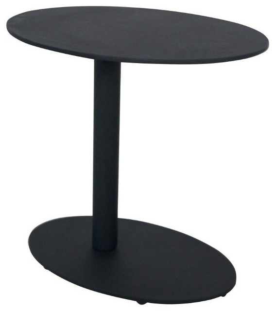 Benzara BM172102 Metal Outdoor Side Table With Oval Top & Base, Black ...