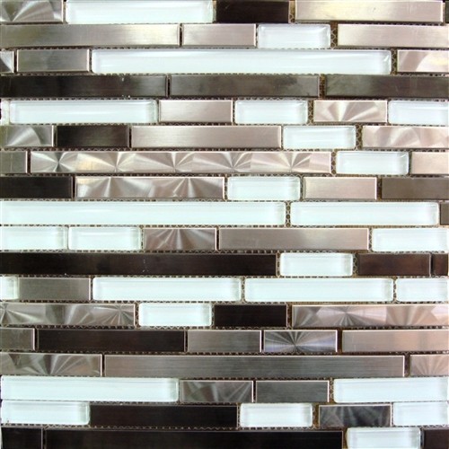 12"x12" Stainless Steel LDW Glass Mix Interlock Mosaic - Traditional ...