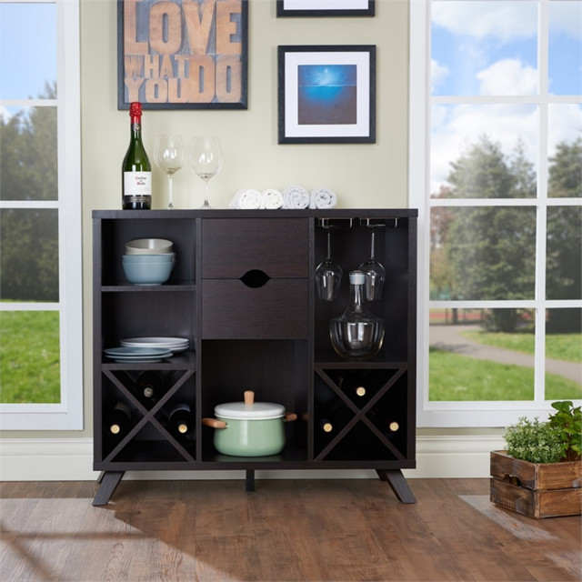 Furniture of America Ruybal Engineered Wood Wine Rack/Buffet in ...