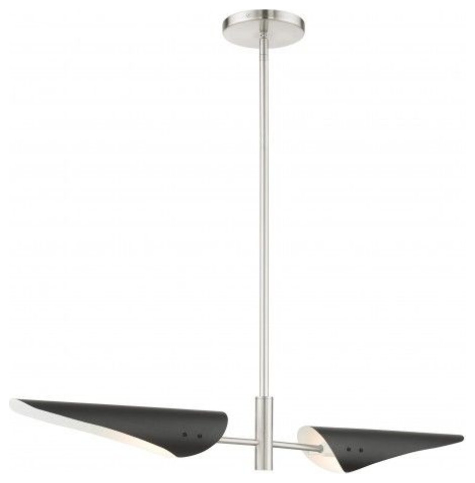 Mid Century Modern Two Light Chandelier-Brushed Nickel Finish ...