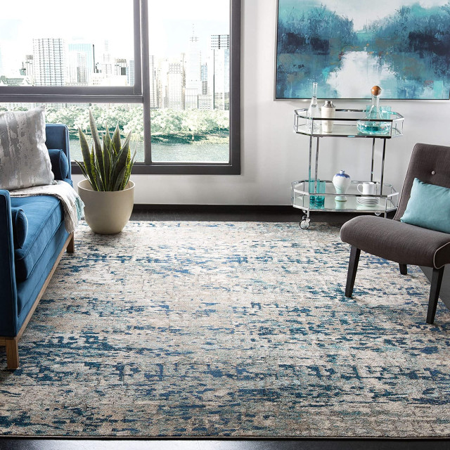 Modern Abstract Design Area Rug, Non-Shedding, Easy Care, Unique ...