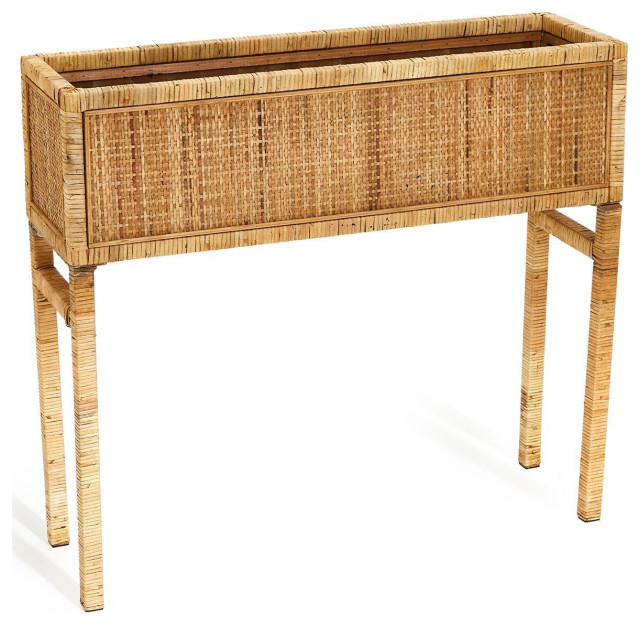 Two's Company 53820 Rattan Table Planter - Tropical - Outdoor Pots And ...