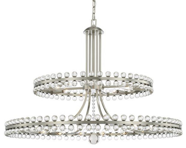 Clover 24 Light Brushed Nickel Two-Tier Chandelier - Contemporary - Chandeliers - by Crystorama ...
