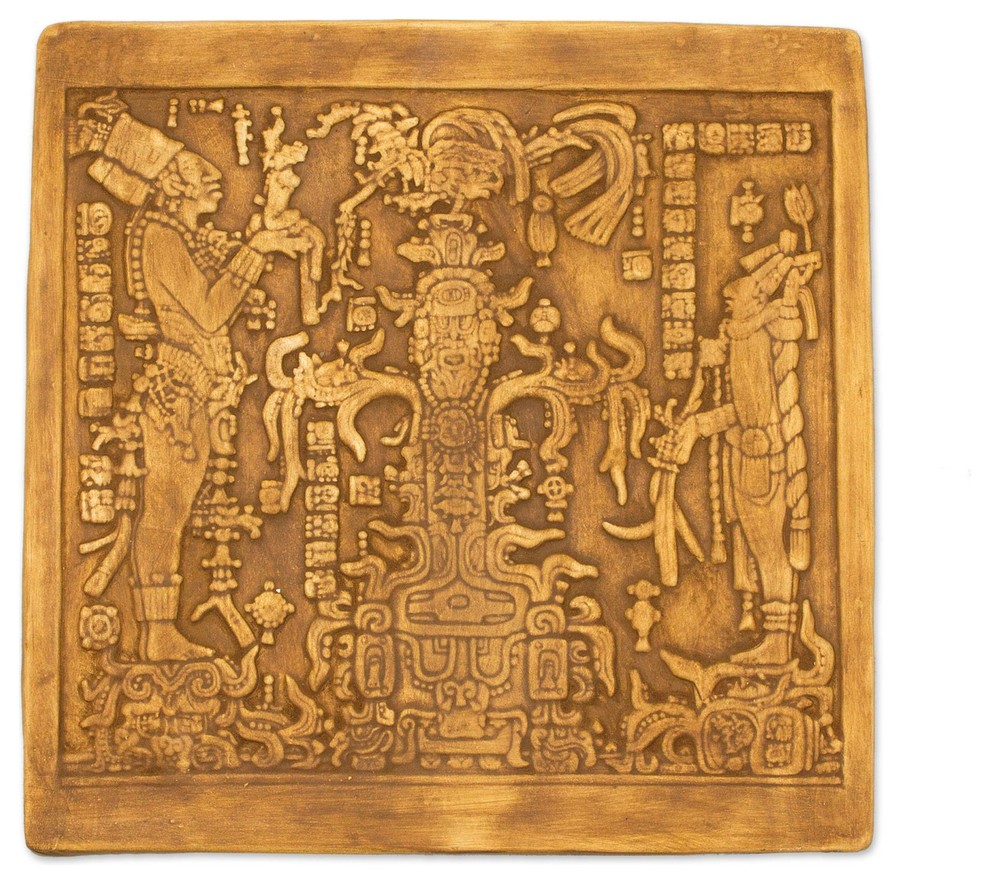 Maya Foliated Cross Ceramic Plaque - Southwestern - Wall Accents - by ...