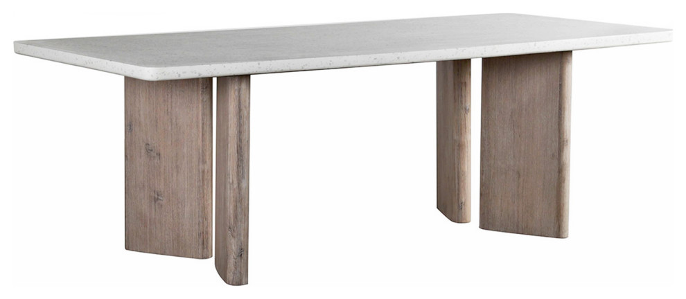 Modern White Terrazzo Outdoor Dining Table - Transitional - Dining ...