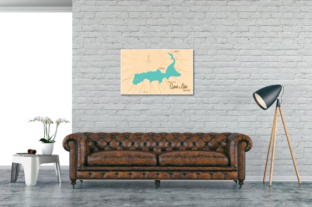 Lakebound Spirit Lake Idaho Map Art Print, 24"x36" - Contemporary ...