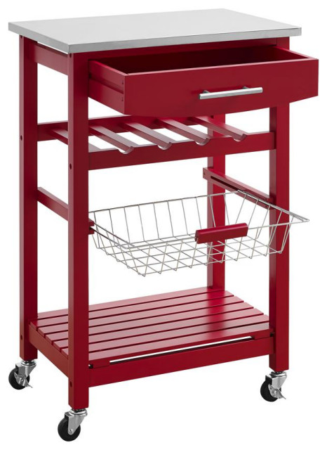 Clarke Red Kitchen Cart - Contemporary - Kitchen Islands And Kitchen ...