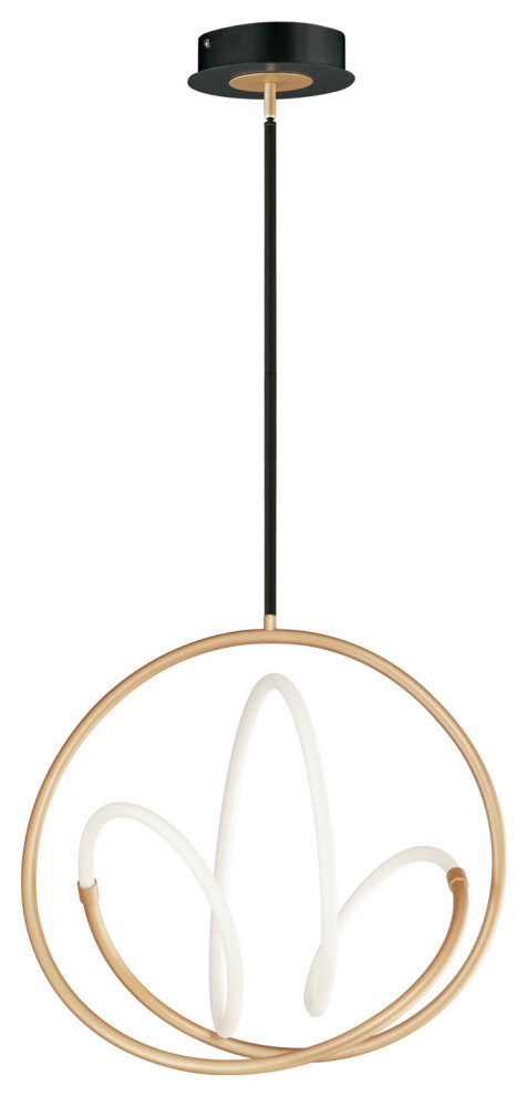 Mobius 1-Light LED Pendant in Black with Gold, 20.000 - Modern ...