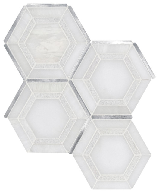Medici Silver Pattern Stone Metal Mosaic - Contemporary - Mosaic Tile ...