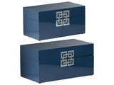 A&B Home Modern Blue Decorative Boxes With Silver Accent Set Of 2 ...