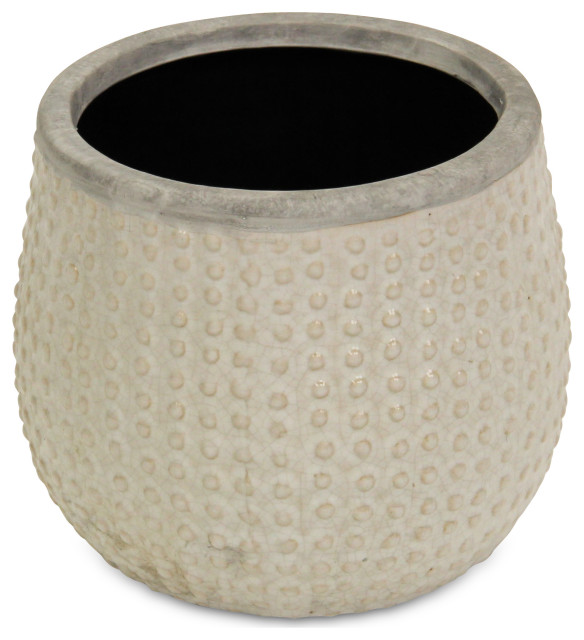 Beige Ceramic Pot - Large & Curved - Farmhouse - Outdoor Pots And ...