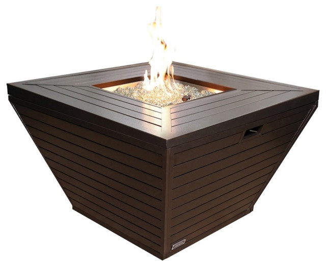 Sunbeam Contemporary Style Aluminum Fire Table in Brown Finish ...