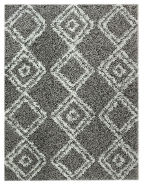 Cozy SHAG03 Gray & White Shag Rug, 5' X 7' 2'' - Scandinavian - Area ...
