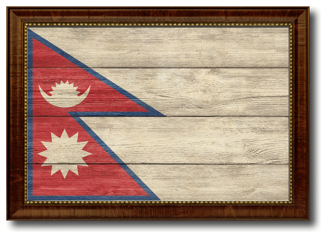 Nepal Country Textured Flag Print With Brown Gold Frame, 23" X 33 ...
