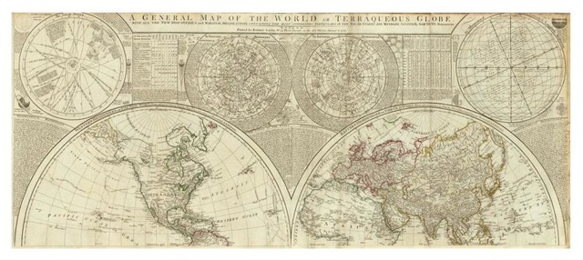 "A general map of the world or terraqueous globe, 1787" Paper Art, 32 ...