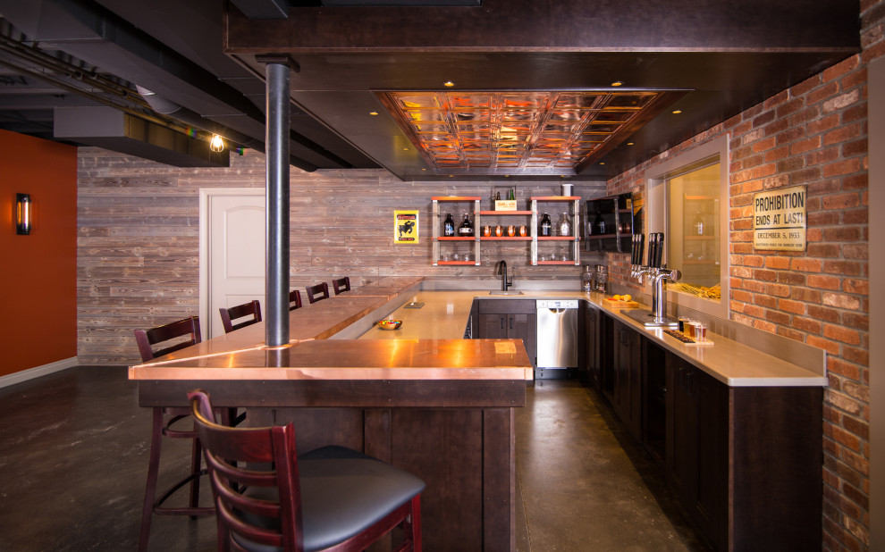 North Ann Arbor Basement Remodel: Home Brewpub - Industrial - Basement ...