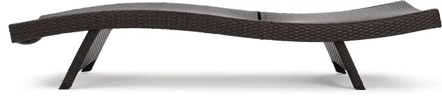 Set of 2 Patio Chaise Lounge, Curved Design With Adjustable Backrest ...