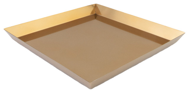 Serene Spaces Living Gold Square Tray, Catchall Tray, Small ...