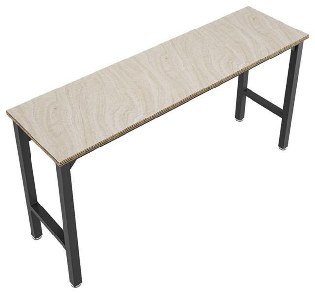Pemberly Row Modern Metal/Wood Garage Table in Charcoal/Natural ...