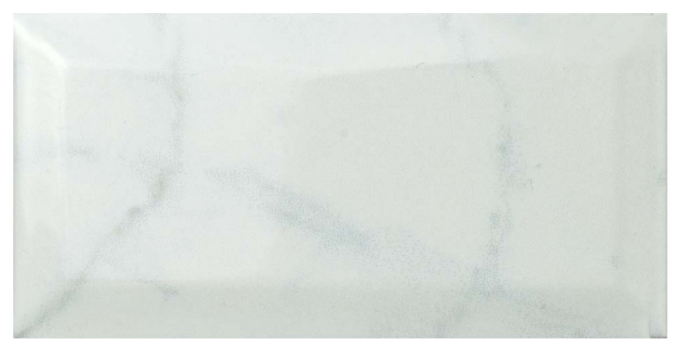 Classico Carrara Ceramic Wall Tile, Glossy Metro, Sample - Traditional ...