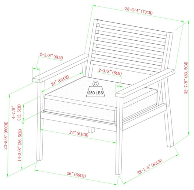 Pemberly Row Modern Solid Wood Outdoor Club Chair (set of 2) - Dark ...