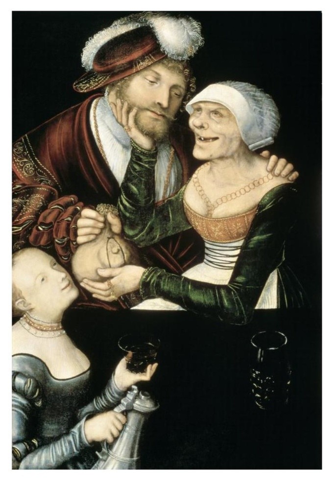 "A Procuress" Digital Paper Print by Lucas Cranach, 17"x24", 22"x32 ...