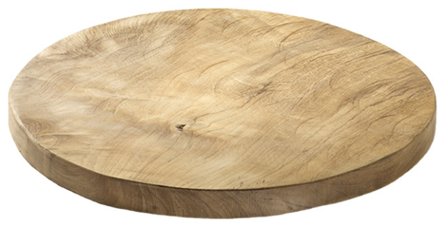 Serene Spaces Living Round Wood Board, Thin Board - Rustic - Serving ...