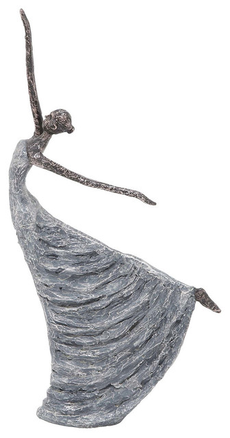 Grey Polystone Traditional Dancer Sculpture 12" x 3" x 21 ...