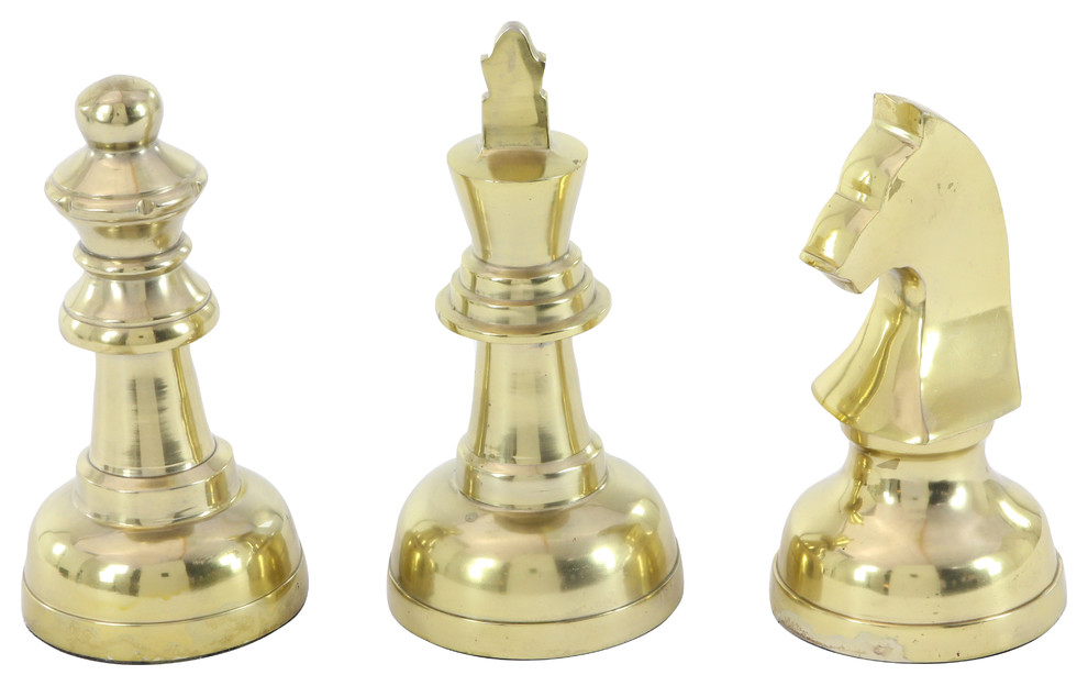 Large Gold Decorative Chess Piece Sculpture Table Decor, Set of 3: 19 ...